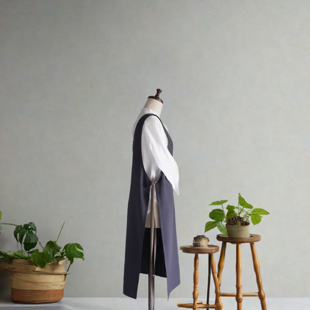 ワンピースタイプエプロン【ネイビーグレー】 /tokitoGOHAN – tokito GOHAN